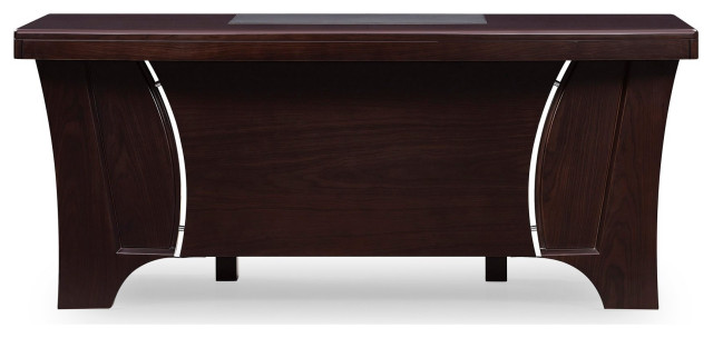 70" Modern Quincy Dark Walnut Wood Desk - Transitional - Desks And ...
