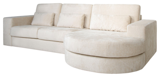 White Chenille Upholstered Sofa | OROA Felix - Transitional - Sectional ...