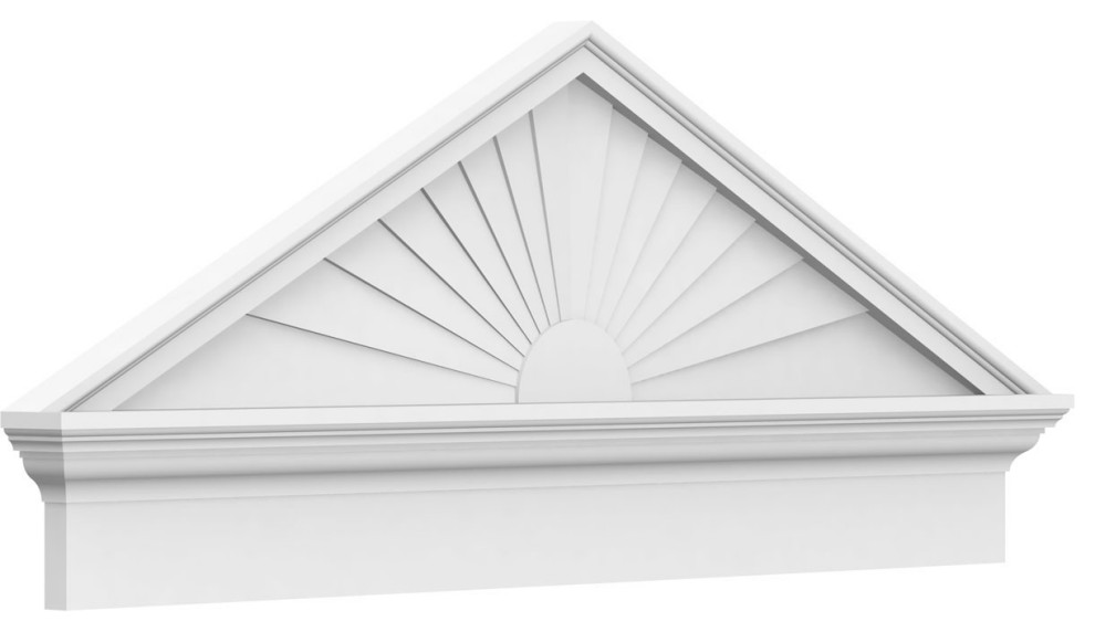 Peaked Cap Sunburst Architectural Grade PVC Pediment, 24"w X 12-7/8"h X ...