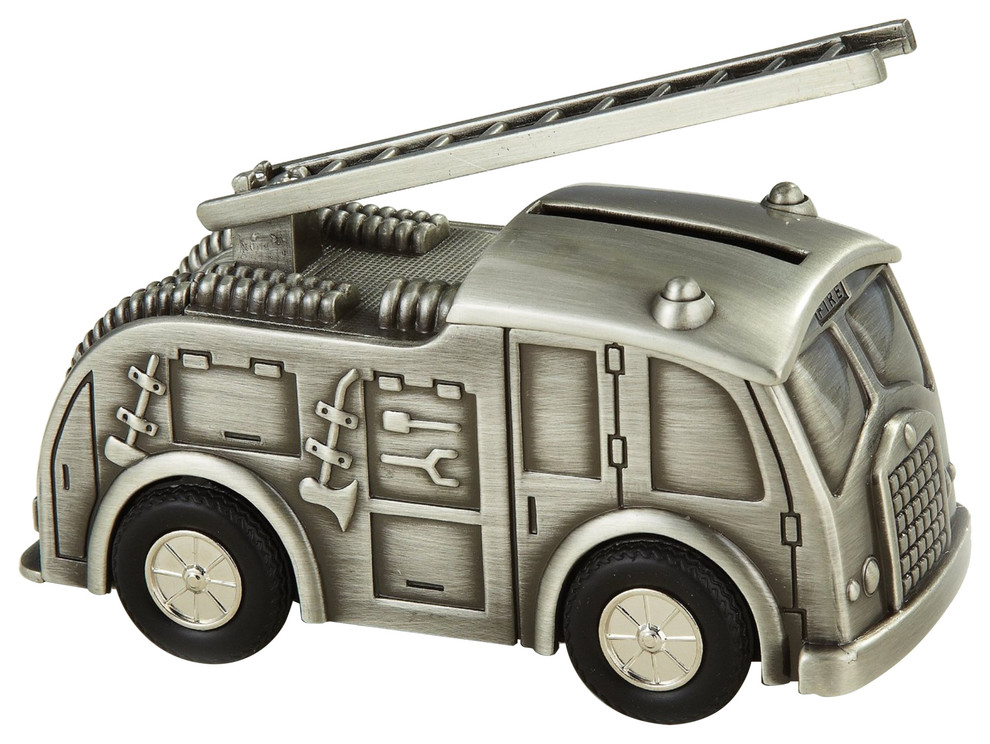 Elegance Fire Truck Money Bank, Pewter Finish - Contemporary - Piggy ...