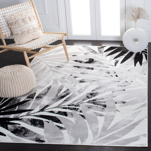 Safavieh Skyler Sky189A Tropical Rug, Ivory and Black, 5'1"x7'6 ...