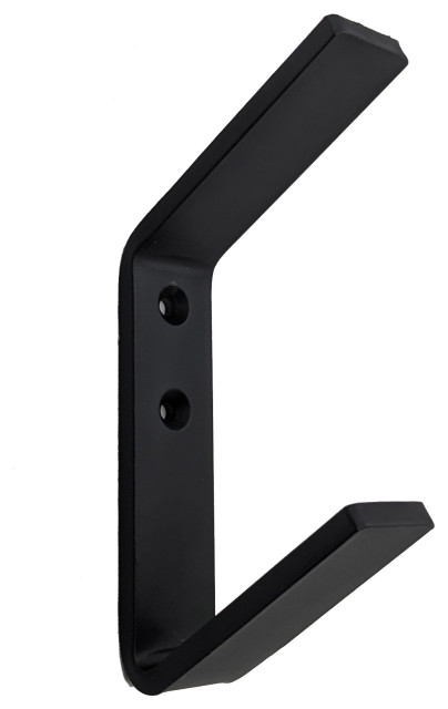(4) Double Coat Hook Tilted Black Steel Iron Modern Farmhouse Rustic ...