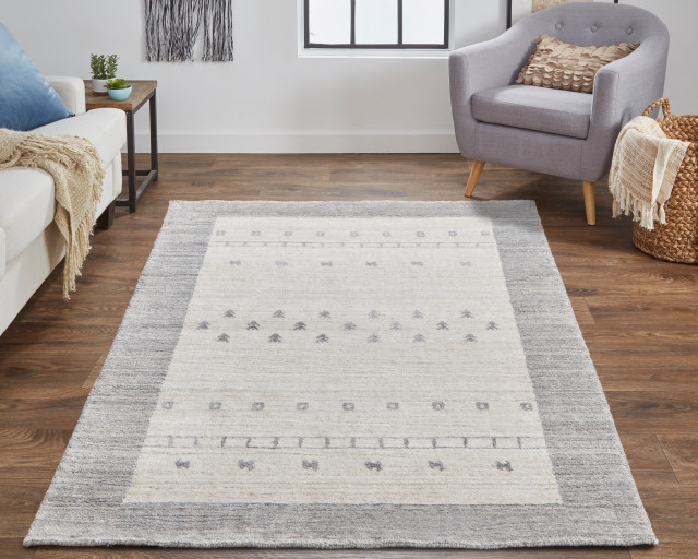 Feizy 6577FBGE Legacy Hand Knotted Beige / Gray Area Rugs, 2' x 3 ...