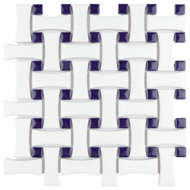 Metro Dog Bone Basketweave Porcelain Mosaic Tile Sample - Traditional ...