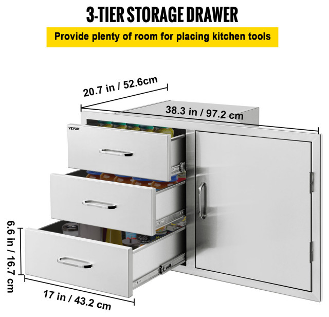 Outdoor Kitchen Door Drawer Combo Triple Drawers with Propane Drawer ...