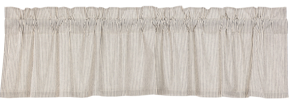 Hatteras Seersucker Blue Ticking Stripe Valance, 16x72, 16x72 - French ...