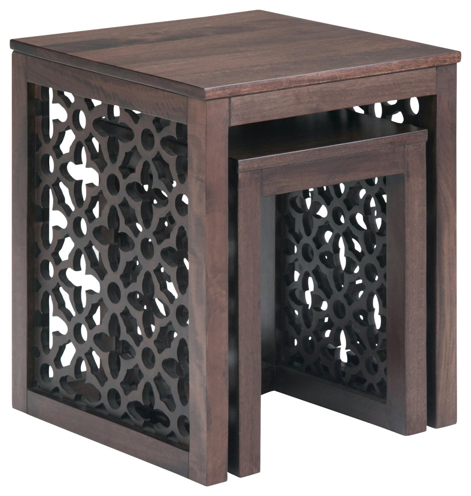 Polly 17" Square Rustic 2-Piece Nesting Table - Transitional - Coffee ...