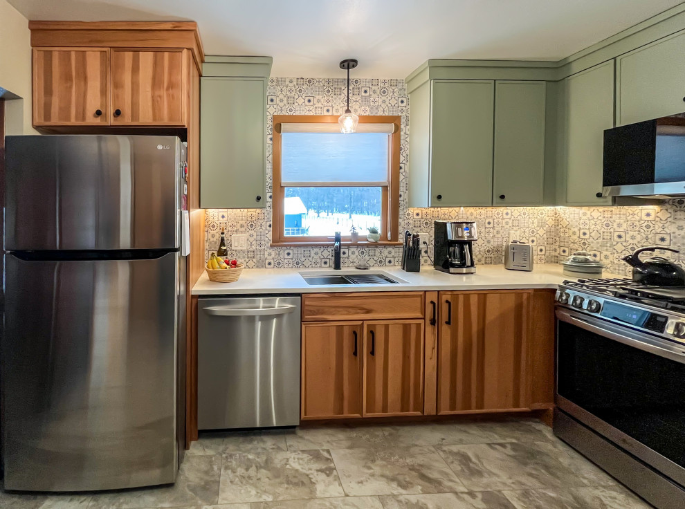 2-Tone Kitchen Design with Pistachio Painted and Hickory Stained ...