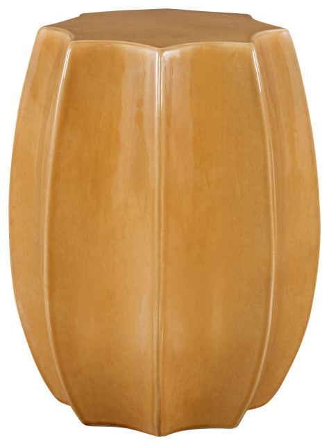 Sunrise Amber Gloss Scalloped Garden Stool - Contemporary - Accent And ...