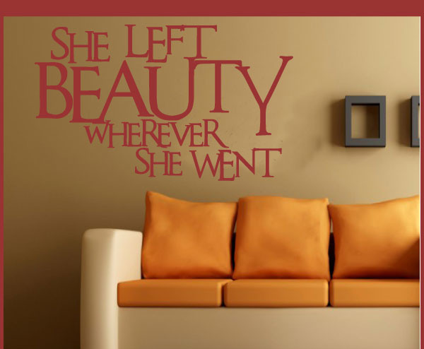 She Left Beauty Vinyl Wall Decal ba008sheleftv, 8 in. - Contemporary ...
