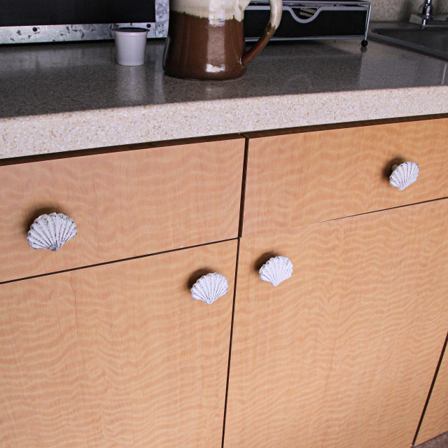 Set of 6 Cast Iron Scallop Sea Shell Drawer Pulls Nautical Cabinet Knobs, 2 Inch - Beach Style ...