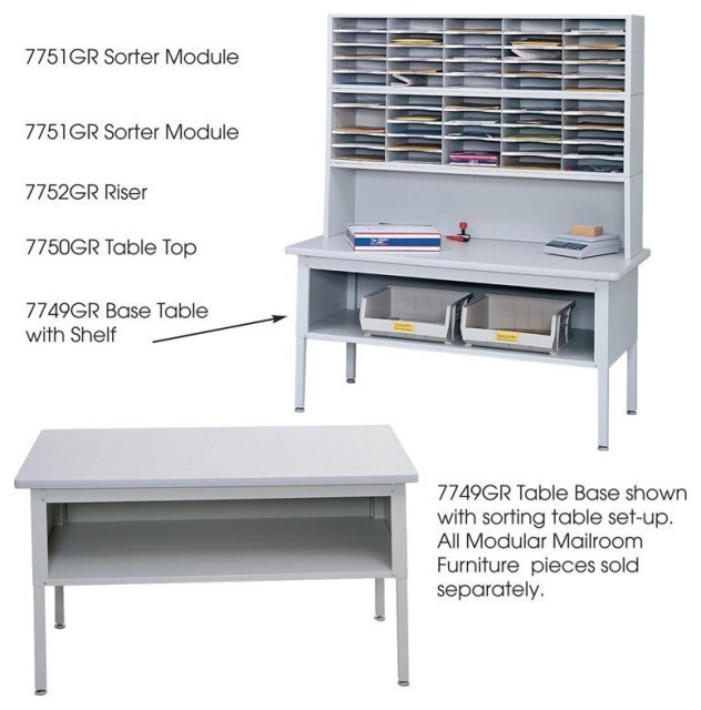 Safco E-Z Sort Sorting Base Table with Shelf in Gray - Contemporary ...