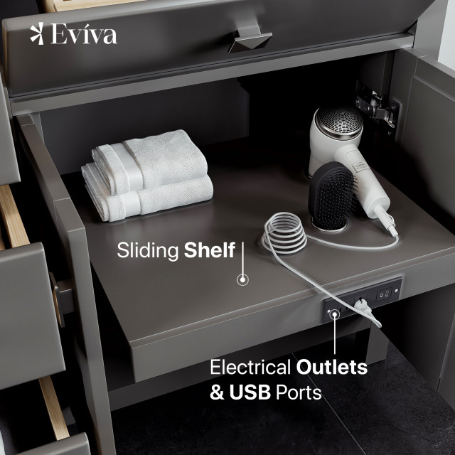 Totti Artemis 60" Gray Transitional Double Sink Bathroom Vanity ...