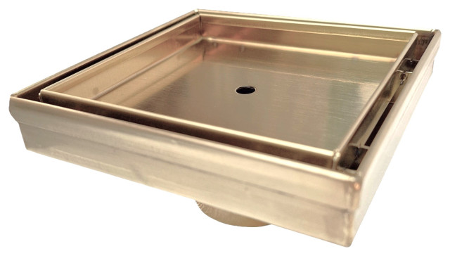 SereneDrains Stainless Steel Square Shower Drain Tile Insert 5" Satin ...