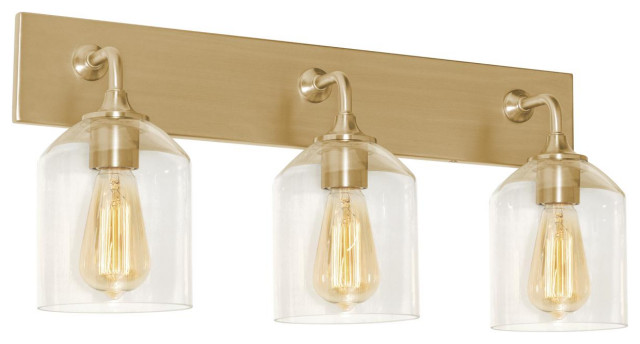 William 3 Light Bathroom Vanity Light, Satin Brass - Transitional ...