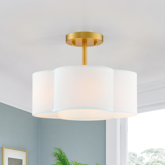 4-Light Scallop Semi Flush Mount Ceiling Light - Transitional - Flush ...