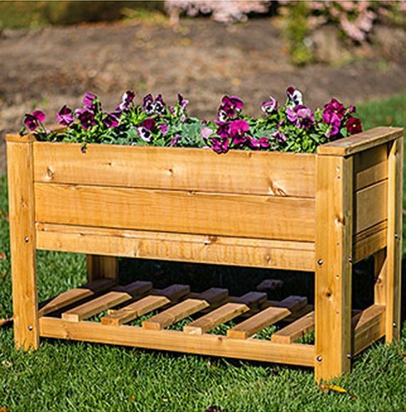 Elevated Planter Box with Shelf - Farmhouse - Outdoor Pots And Planters ...