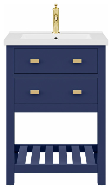 24" Monarch Blue MDF Single Bowl Ceramics Top Vanity With U Shape ...