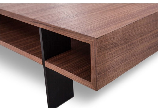 Limari Home Stilt 51" Rectangular Mid-Century Wood Coffee Table in Light Walnut - Transitional ...