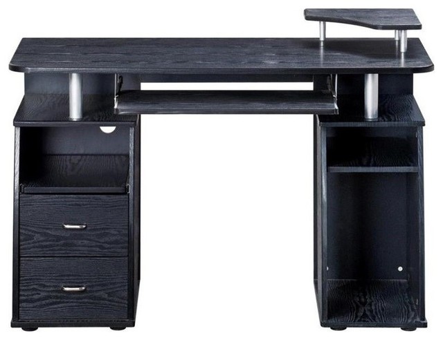 Pemberly Row Modern Wood Computer Desk with Slide Out Keyboard Tray in ...