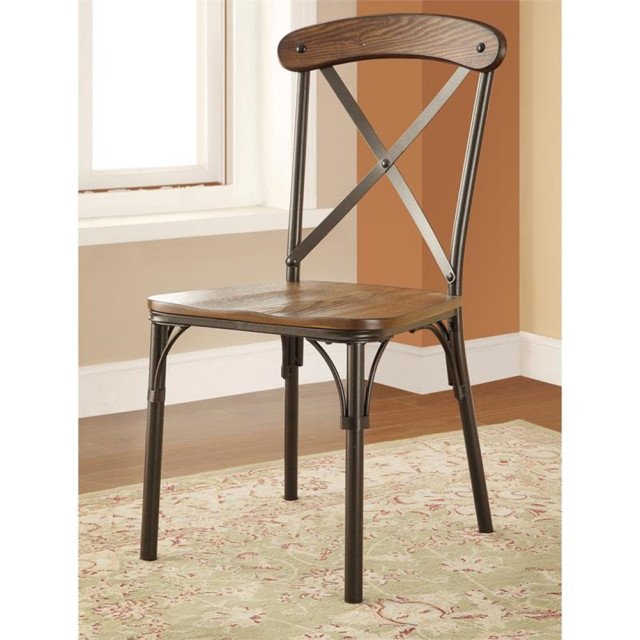 Furniture of America Wagner Industrial Metal Dining Chair in Bronze ...