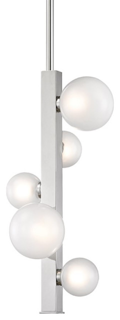 Hudson Valley Mini Hinsdale 5-Light LED Pendant, Polished Nickel, 8705 ...