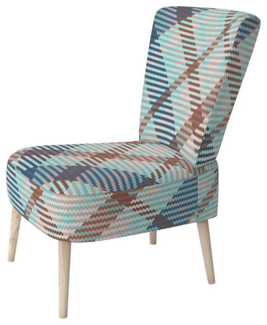 Turquoise Checked Tartan Chair - Midcentury - Armchairs And Accent ...