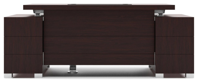 79" Modern Ford Dark Walnut Wood Adjustable Height Desk 4-Drawer ...