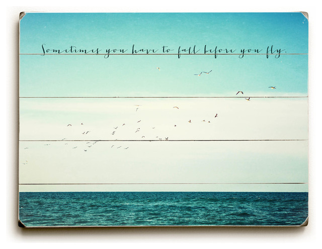 Fall Before You Fly Wooden Sign, 25x34 - Contemporary - Novelty Signs ...