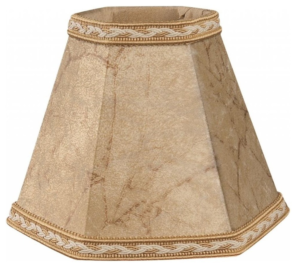 5" Faux Rawhide Hexagon Empire Chandelier Lampshade, Faux Rawhide, 2 ...