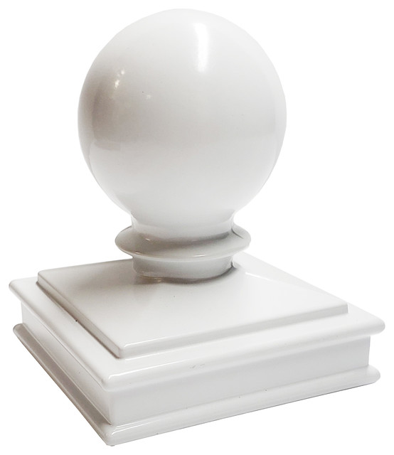 3"x3" Aluminium Ball Top Post Cap for Metal Posts Pressure Fit, White ...