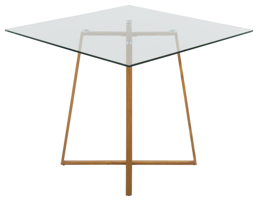 Cosmo Square Dining Table, Natural Metal, Clear Glass - Contemporary ...
