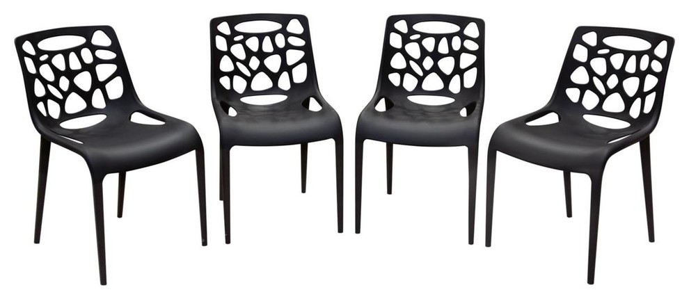 Plastic Accent Chairs with Splayed Back Support Having Cut Out Pattern ...