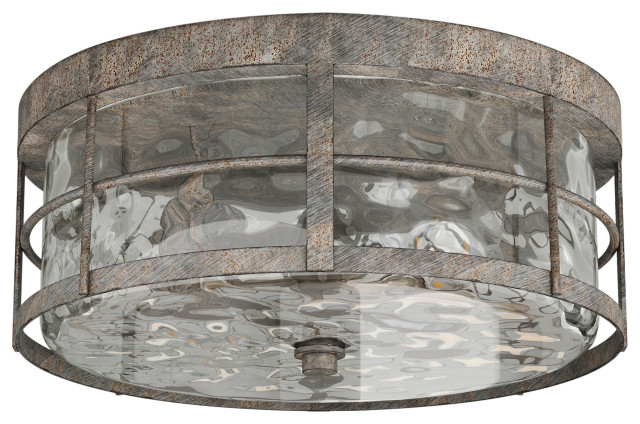 Industrial Grey Rusted Ceiling Light with Water Ripple Glass Shade ...