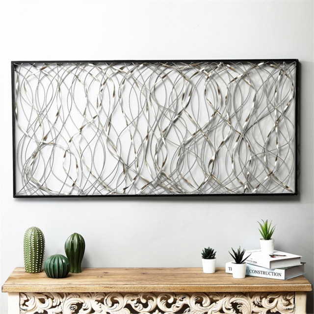 LuxenHome Silver/Black Metal Infinity Rectangular Wall Decor ...