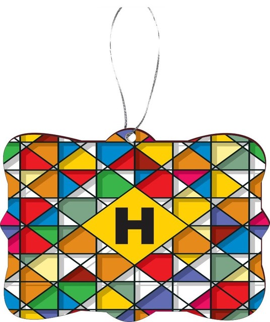 Letter H Monogram Colors Stained Glass Rectangle Design Christmas Tree ...
