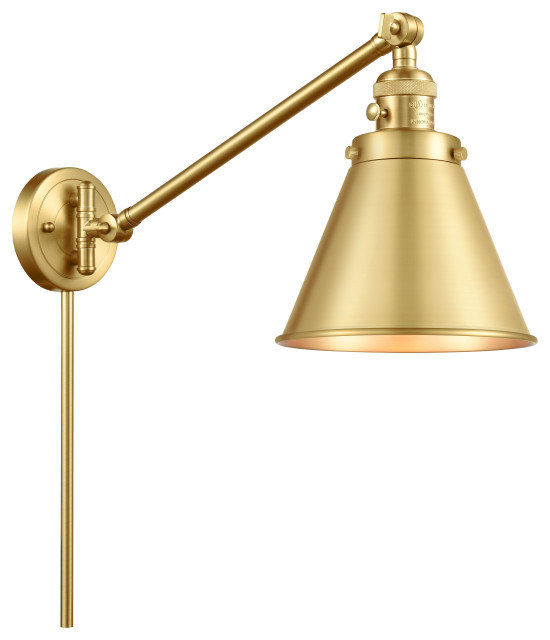 Appalachian 8" Swing Arm, LED, Satin Gold, Satin Gold, Plug In ...