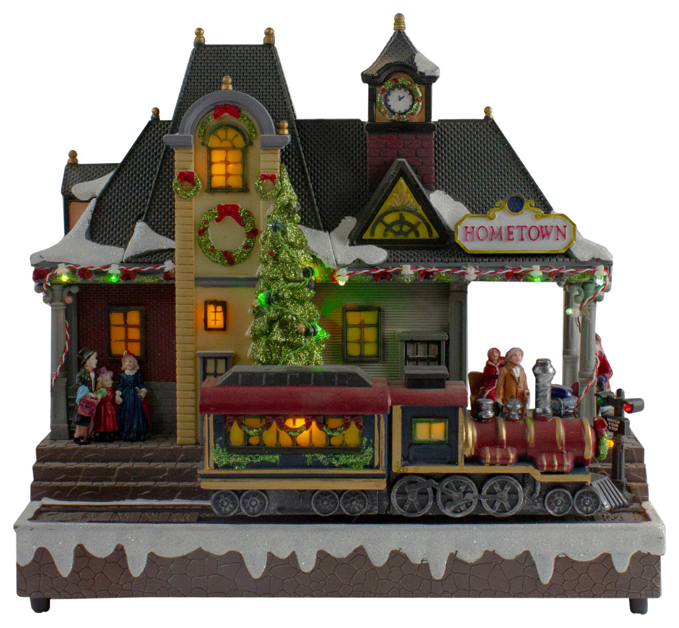 13" LED lighted Christmas Village With Turning Function And Music ...