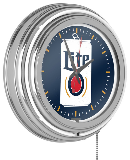 Miller Lite Chrome Double Rung Neon Clock, Minimalist Can ...