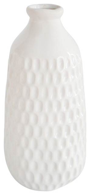 Ceramic 9" Dimpled Vase, White - Transitional - Vases - by Sagebrook ...