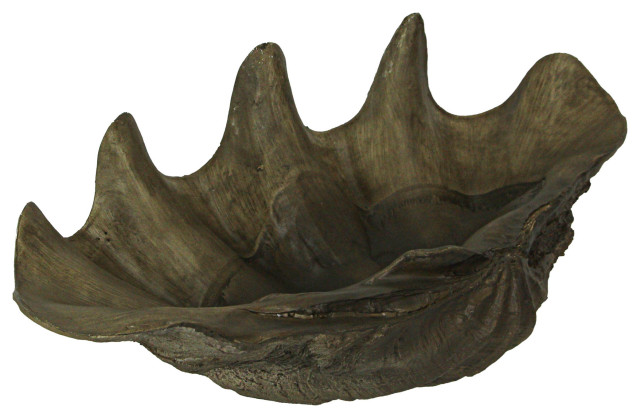 Lifelike Cast Polyresin Giant Clam Shell Decorative Bowl, One Size ...