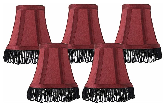Silk Bell With Fringe Chandelier Lamp Shade, 3x5x4.5", Set of 5 ...