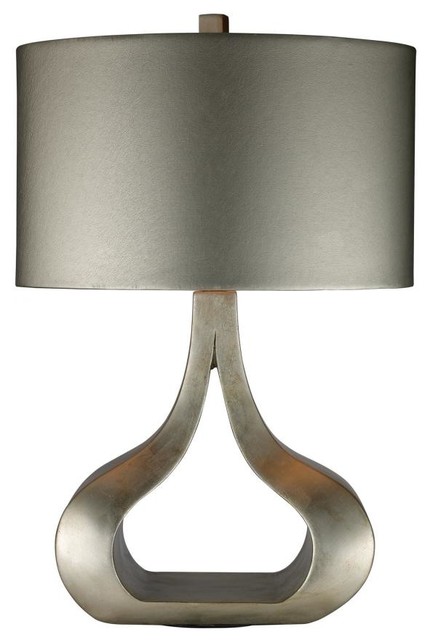 Carolina Silver Leaf Table Lamp With Faux Leather Metallic Sh ...
