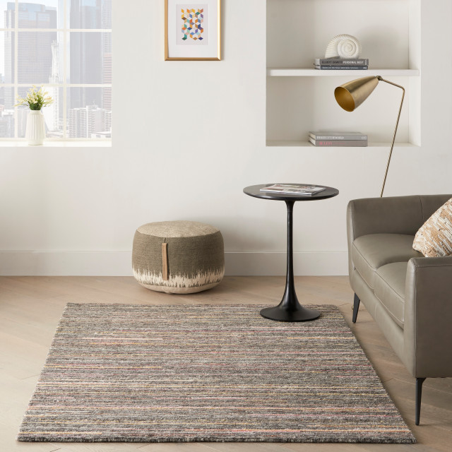 Nourison Plateau Grey And Flame 5'6" x 7'5" Area Rug 099446787583 ...