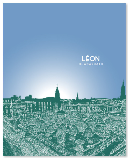 Leon Guanajuato, Mexico Skyline Art Poster - Contemporary - Prints And ...