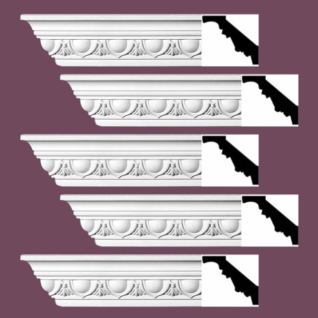 Cornice White Urethane Dunkirk Design 5 Pieces Totaling 470" Length ...