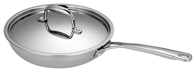10 Inch Triple-Ply Stainless Steel Fry Pan with Lid - Modern - Frying ...