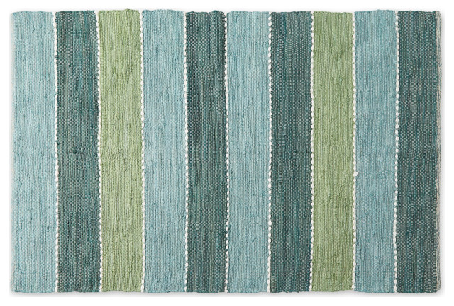 Gray Color Block Cotton Chindi Rug 4X6Ft - Area Rugs - by VirVentures ...