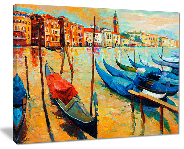 "Colorful Venice" Canvas Print, 20"x12" - Contemporary - Prints And ...
