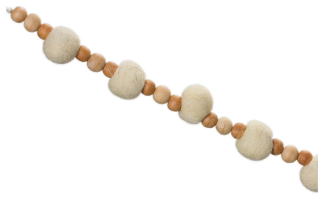 Wood Beaded String Garland, Set of 2 - Modern - Wreaths And Garlands ...